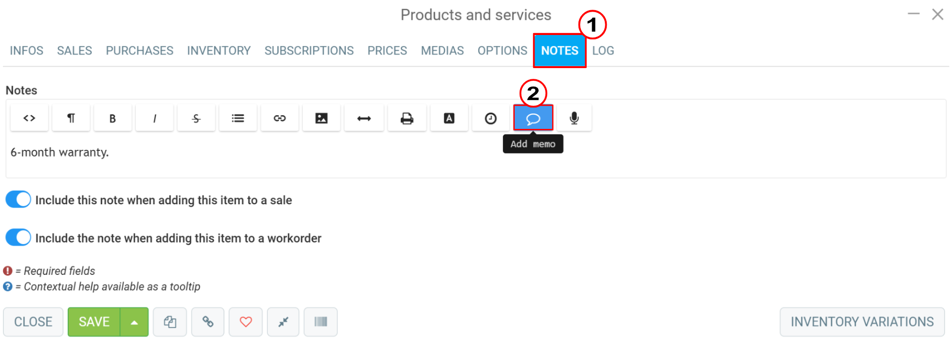 Add a Product Note to the Point of Sale and/or Work Order – V2V ...